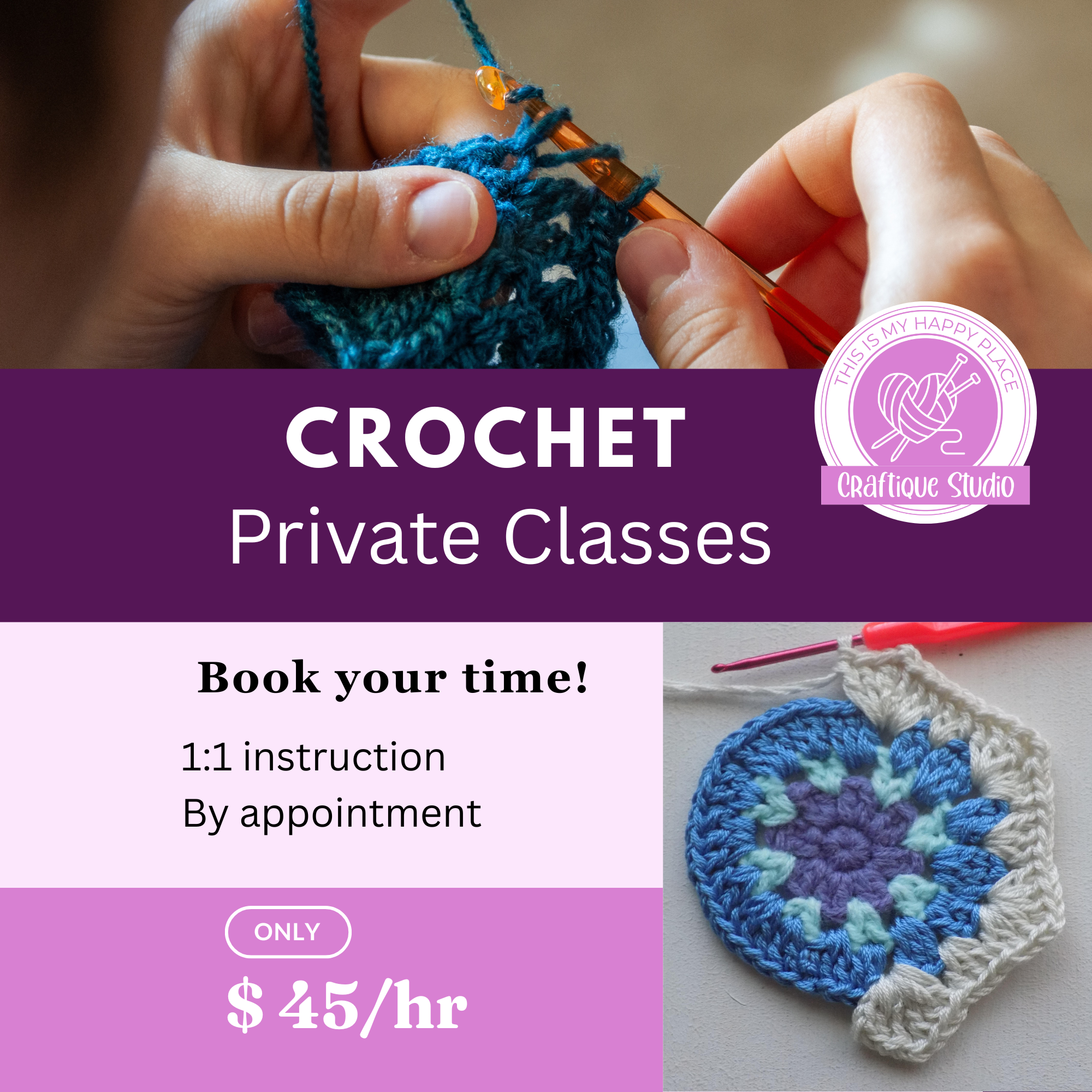 Crochet Private Lessons – Craftique Studio Shop